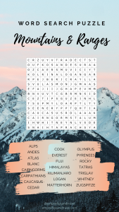 Mountains & Mountain Ranges Word Search Puzzle - Empnefsys & Travel